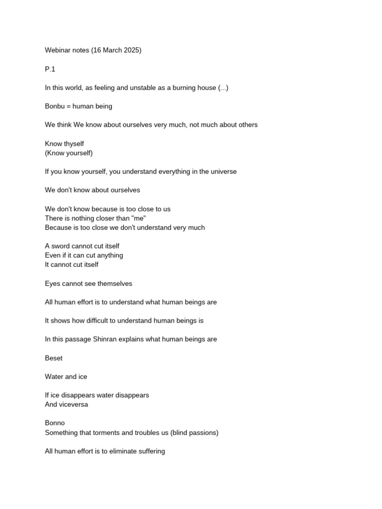 Webinar Notes 16 March 2025 | PDF | Envy | Anger