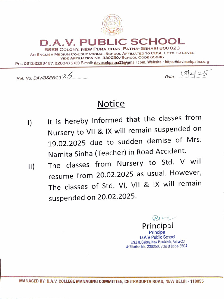 Notice For Classes Nursery To VII and IX... | PDF