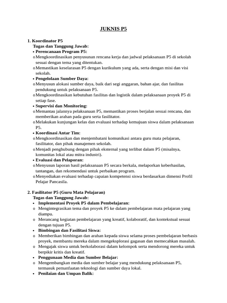 Juknis P5 | PDF
