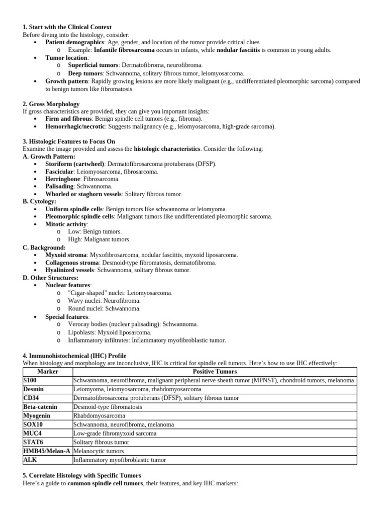 Spindle Cell Tumor Diagnosis Guide | PDF | Neoplasms | Cutaneous Conditions