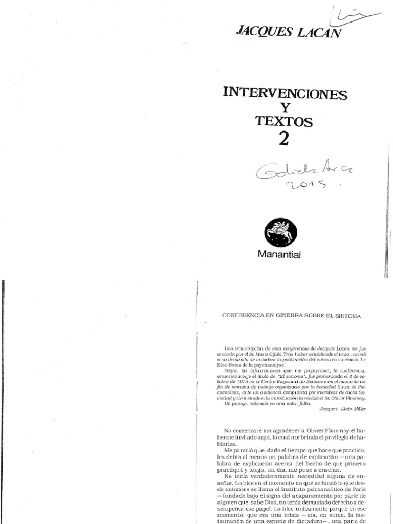 Lacan, Jacques-Intervenciones y Textos 2 | PDF