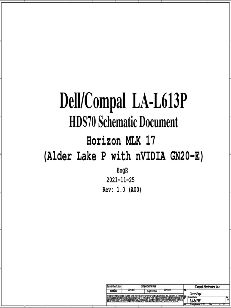 Dell Alienware X15 R2 Compal HDS70 LA-L613P Rev 1 0 (A00) PDF | PDF ...