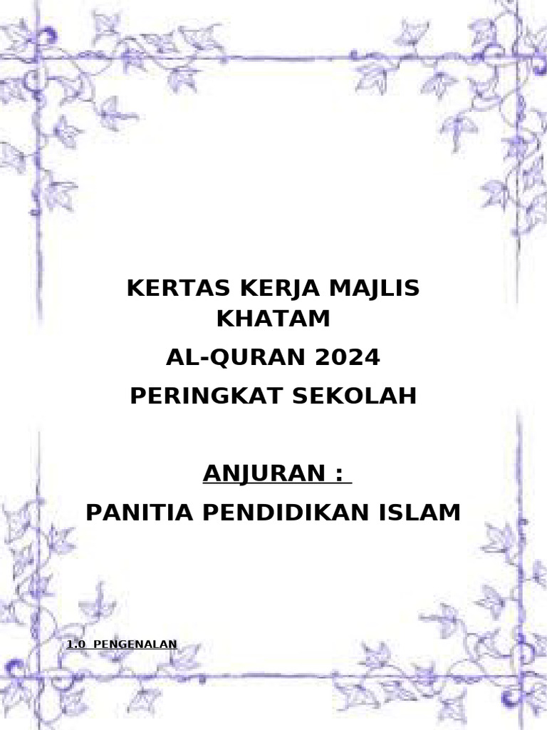 Kertas Kerja Khatam Al Quran 2024 | PDF