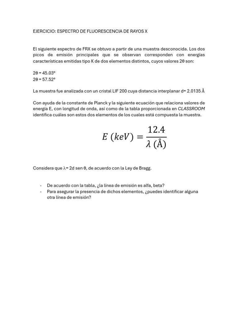 Análisis de Espectro de Fluorescencia X | PDF