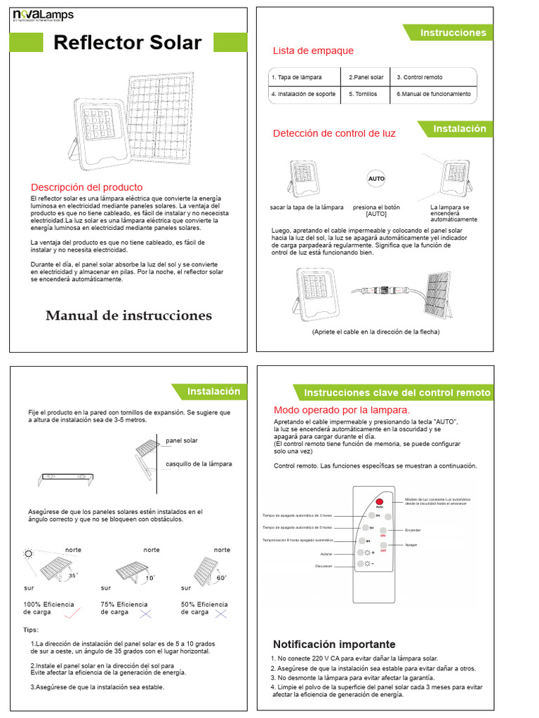 Manual Control Remoto Reflector Solar | PDF | Panel solar | Control remoto