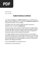 English Proficiency Certification Letter | PDF | Pedagogy | Communication