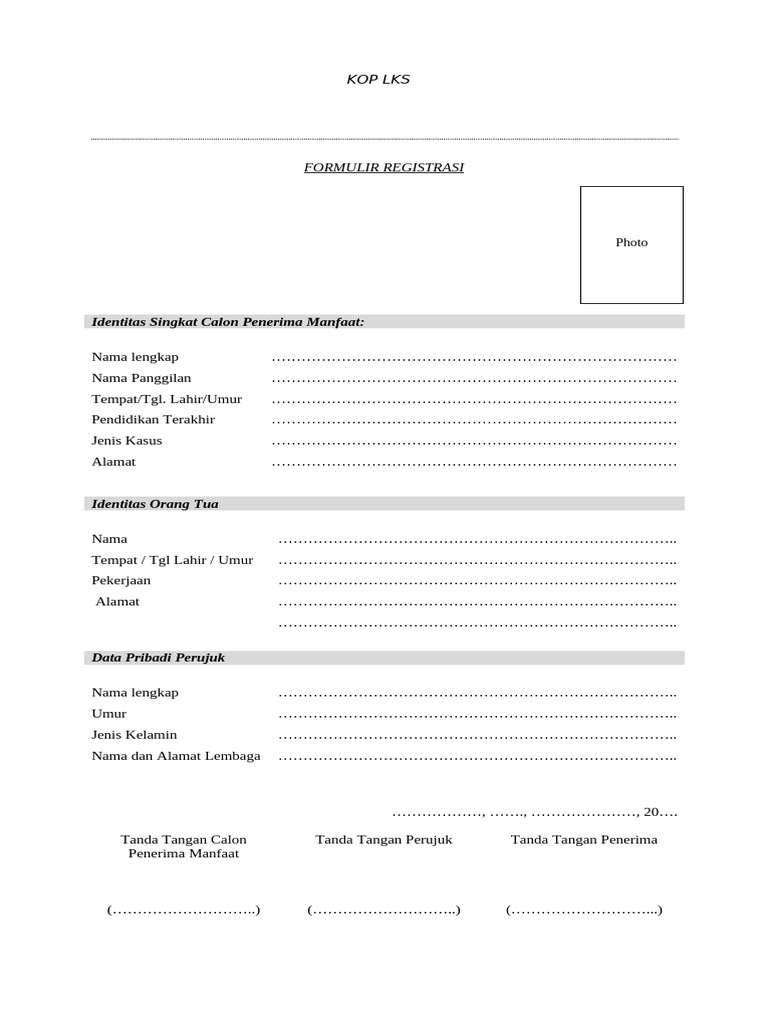 1. FORMULIR REGISTRASI | PDF