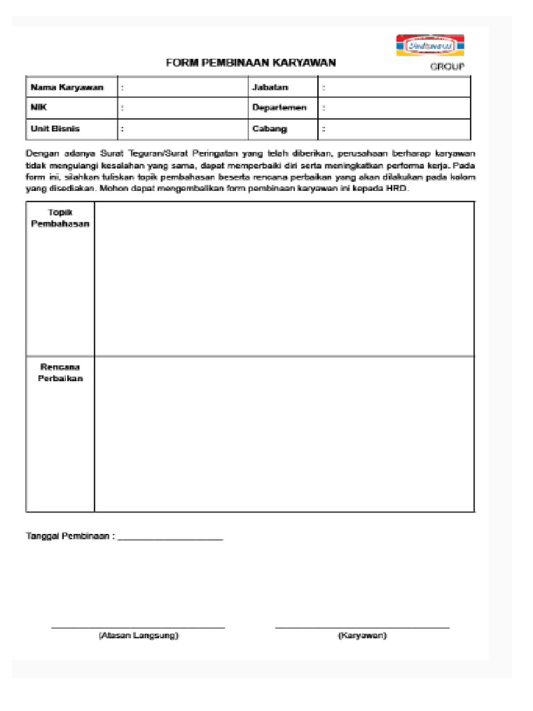 Form Pembinaan Karyawan | PDF