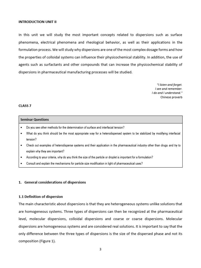 Pharmaceutical Dispersions - Class Lectures-3-20 | PDF | Colloid | Surface Tension