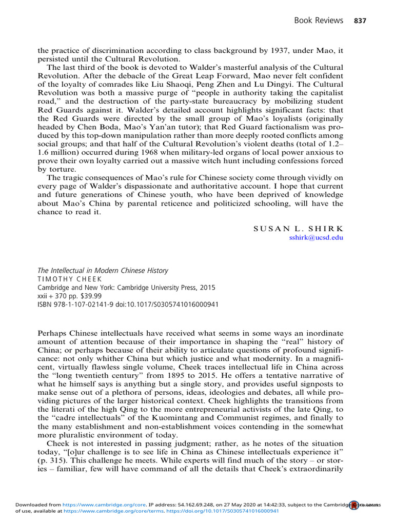 Intellectuals in Modern China | PDF | Cultural Revolution | Mao Zedong