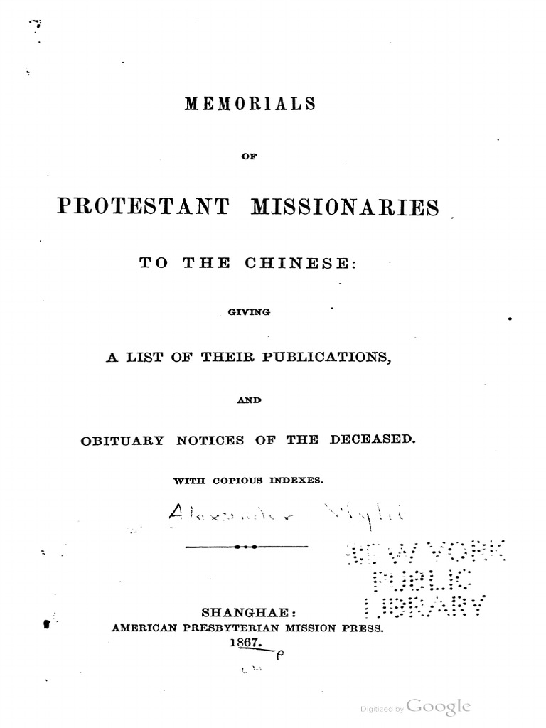 Memorials of Protestant Missionaries To | PDF