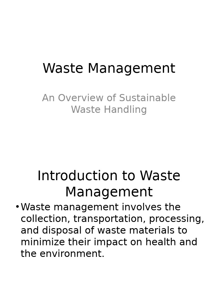 Sustainable Waste Management Overview | PDF