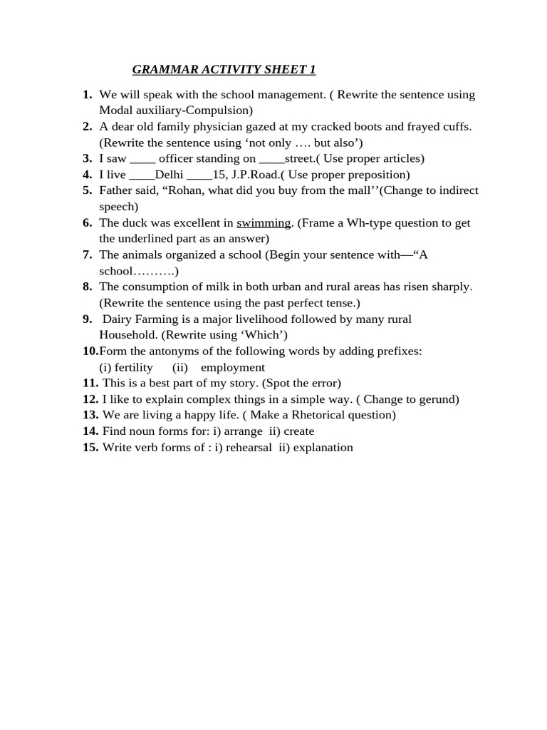Grammar Activity Sheet 1 (2) .5a80c71 | PDF