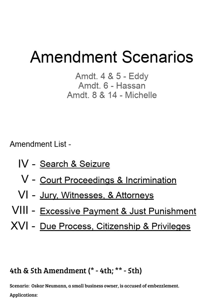 5th Amendment Scenarios Explained | PDF | Fifth Amendment To The United ...