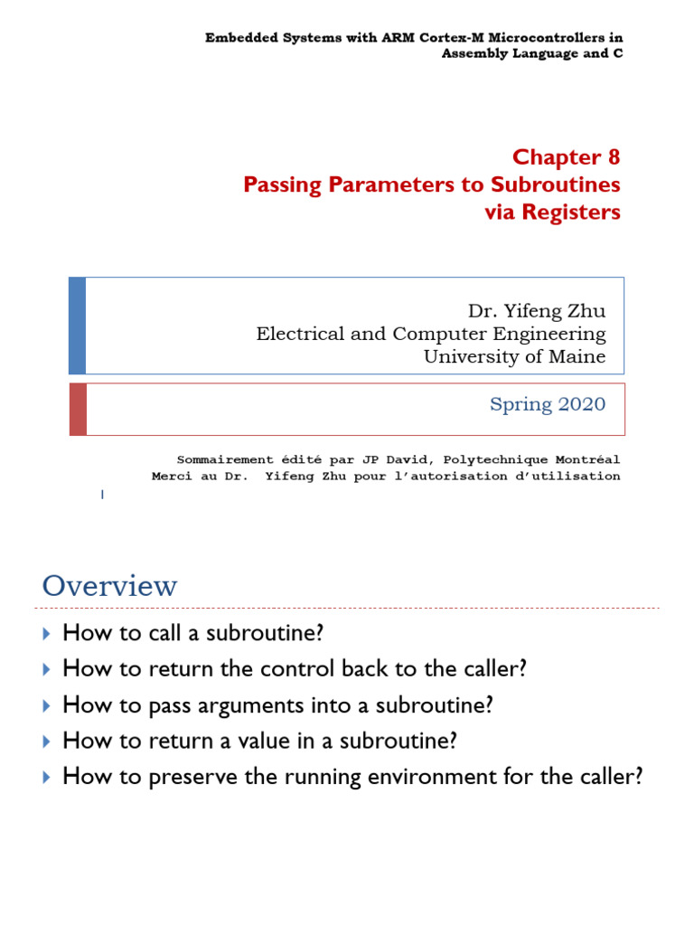 Chapter 08 ARM Subroutines 1 Parameters Registers Edited | PDF ...