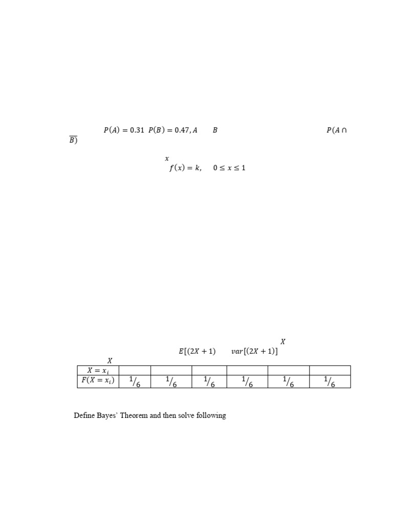 Random Variable and Linear Algebra (Cycle Test 1) | PDF | Probability ...