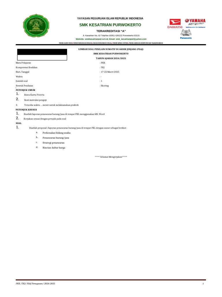 Lembar Soal Praktek | PDF