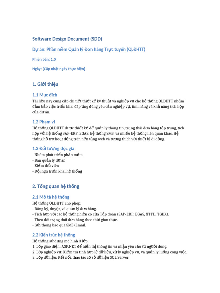 Software Design Document QLĐHTT | PDF