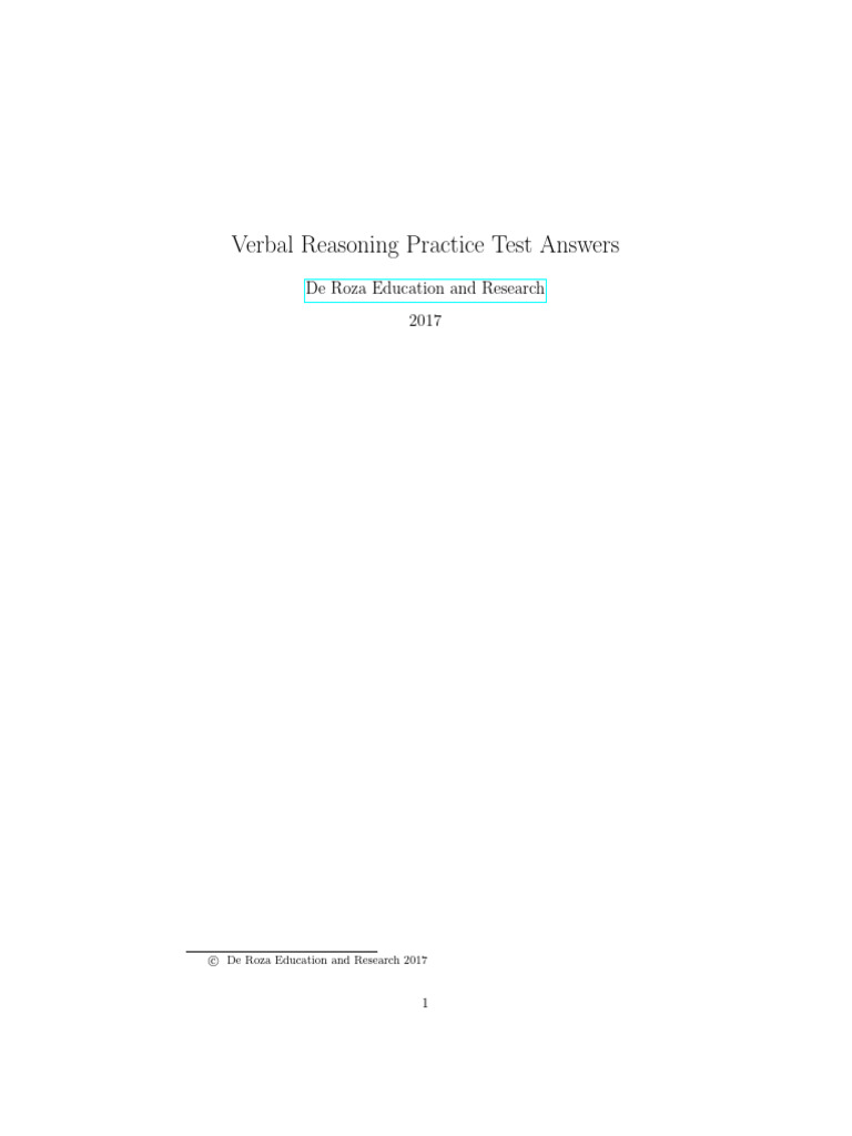 Verbal Reasoning Test 1 Ans | PDF