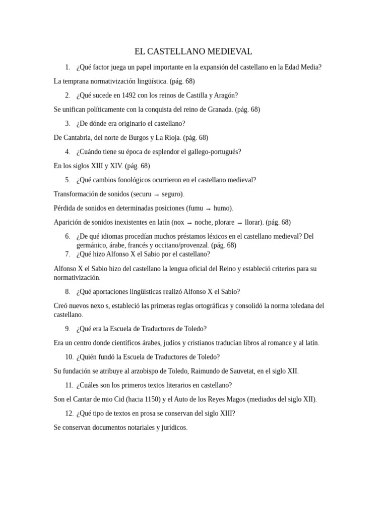 El Castellano Medieval | PDF