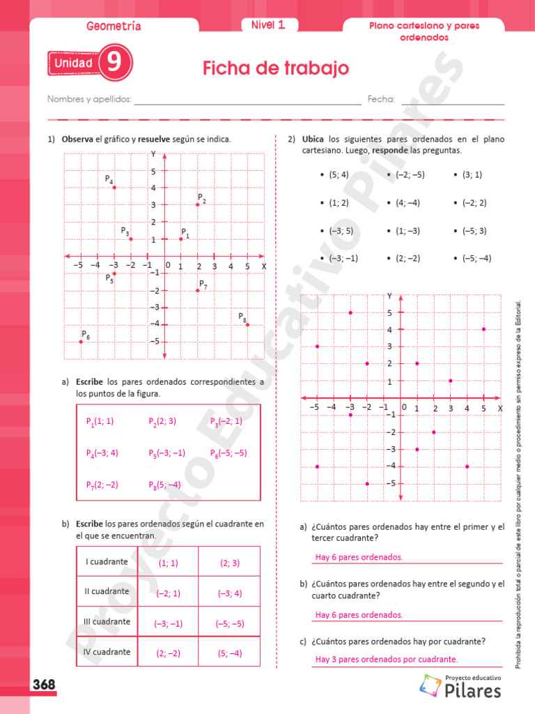 Plano Cartesiano y Pares Ordenados | PDF | Sistema de coordenadas ...