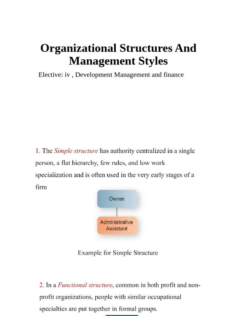 Organizational Structures and Management Styles | PDF