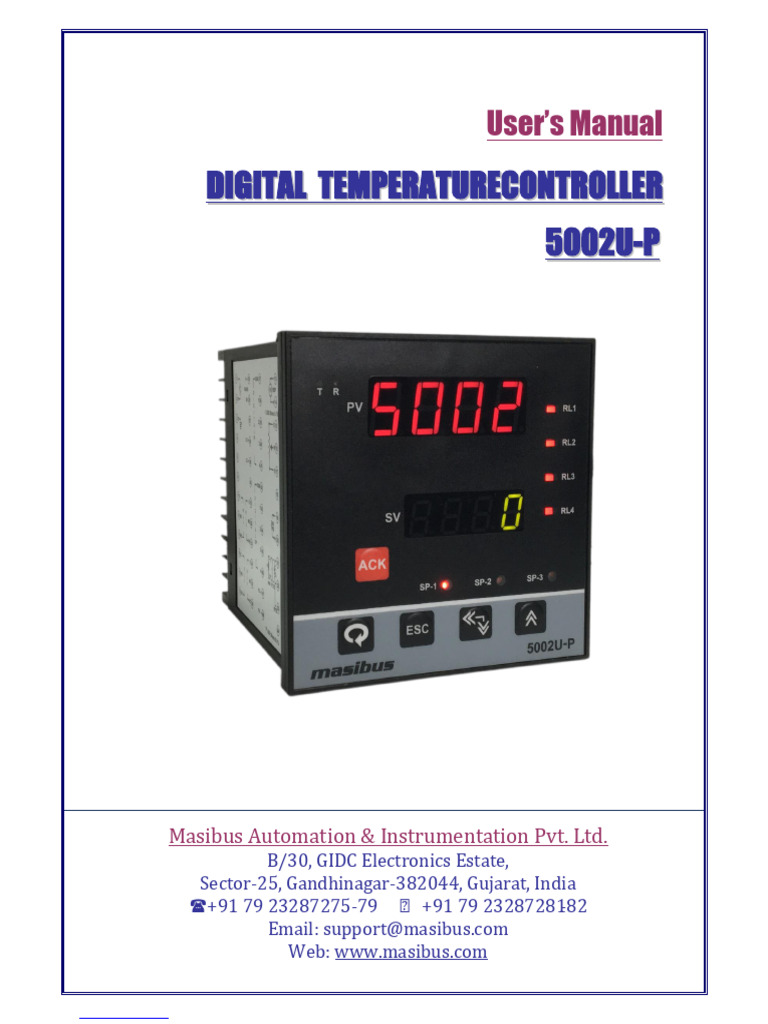 5002U-P Temperature Controller Manual | PDF | Power Supply | Thermocouple