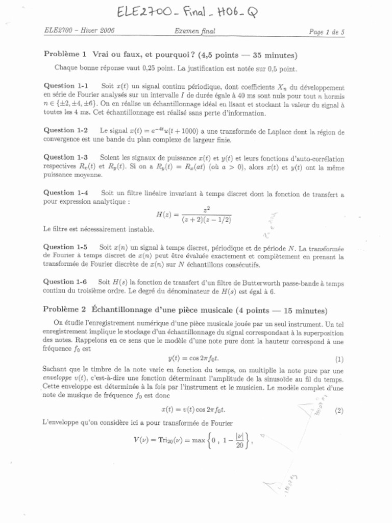 ELE2700 Final H06 Q | PDF