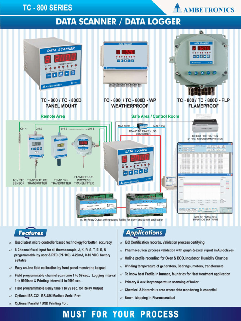 8 Channel Data Loggers - Data Scanners TC 800 | PDF
