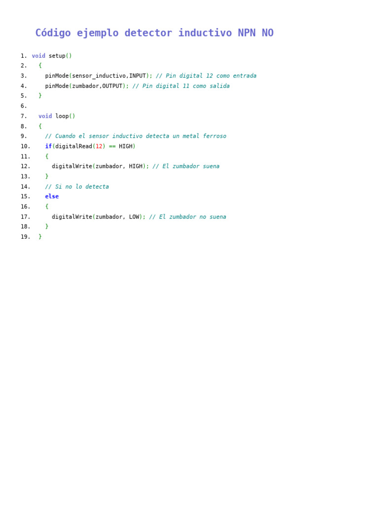 Código Ejemplo Detector Inductivo NPN NO | PDF