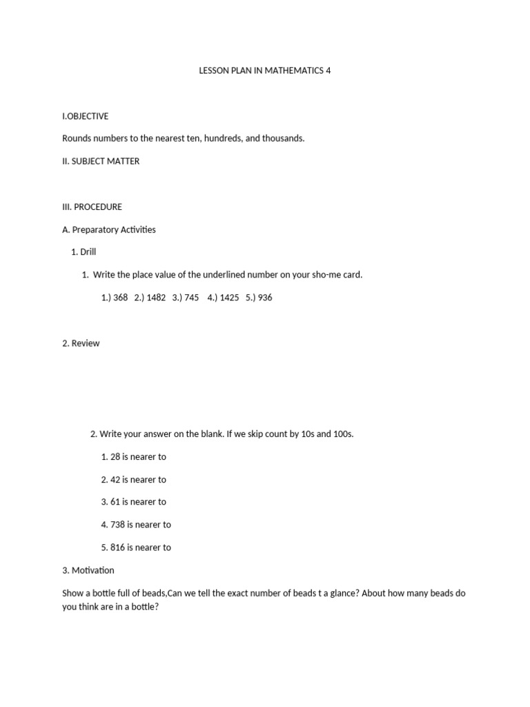 LESSON PLAN IN MATH-WPS Office | PDF