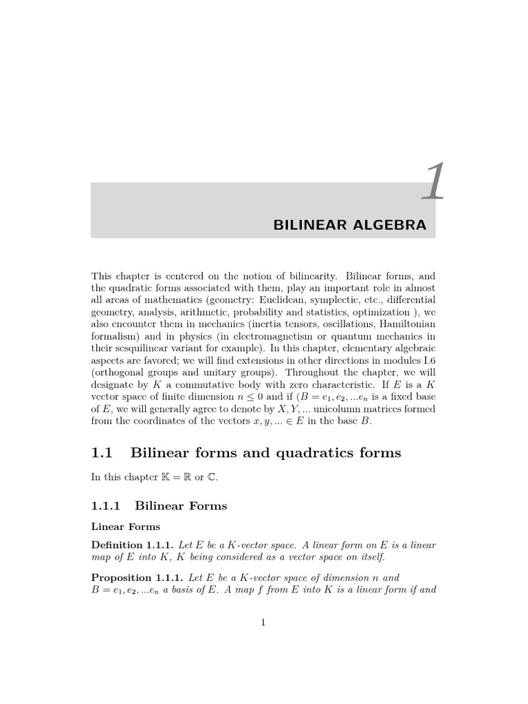 Bilinear Forms in Algebra and Geometry | PDF | Matrix (Mathematics ...