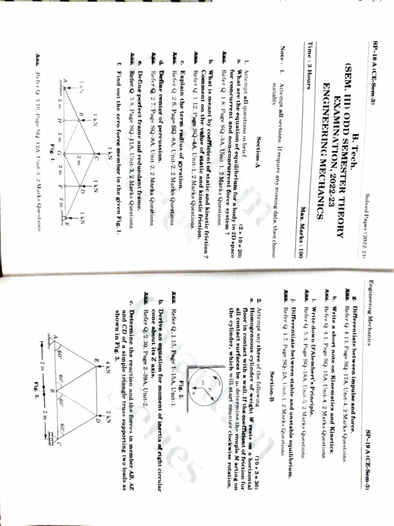Engineering Mechanics Exam Questions | PDF | Friction | Force