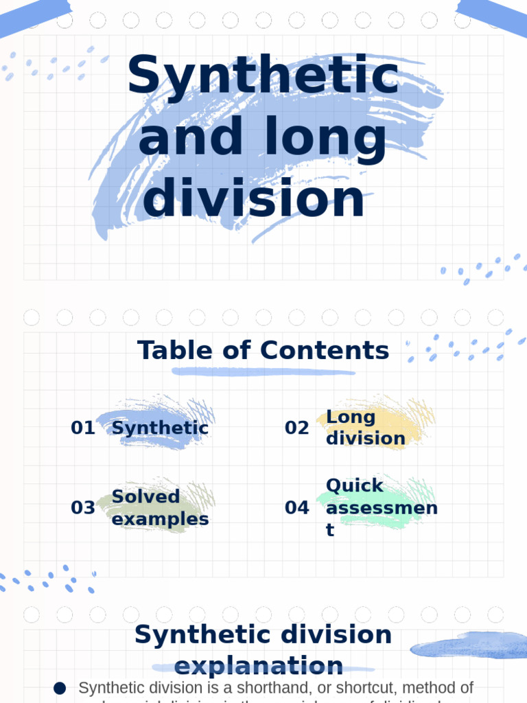 Synthetic and long division | PDF