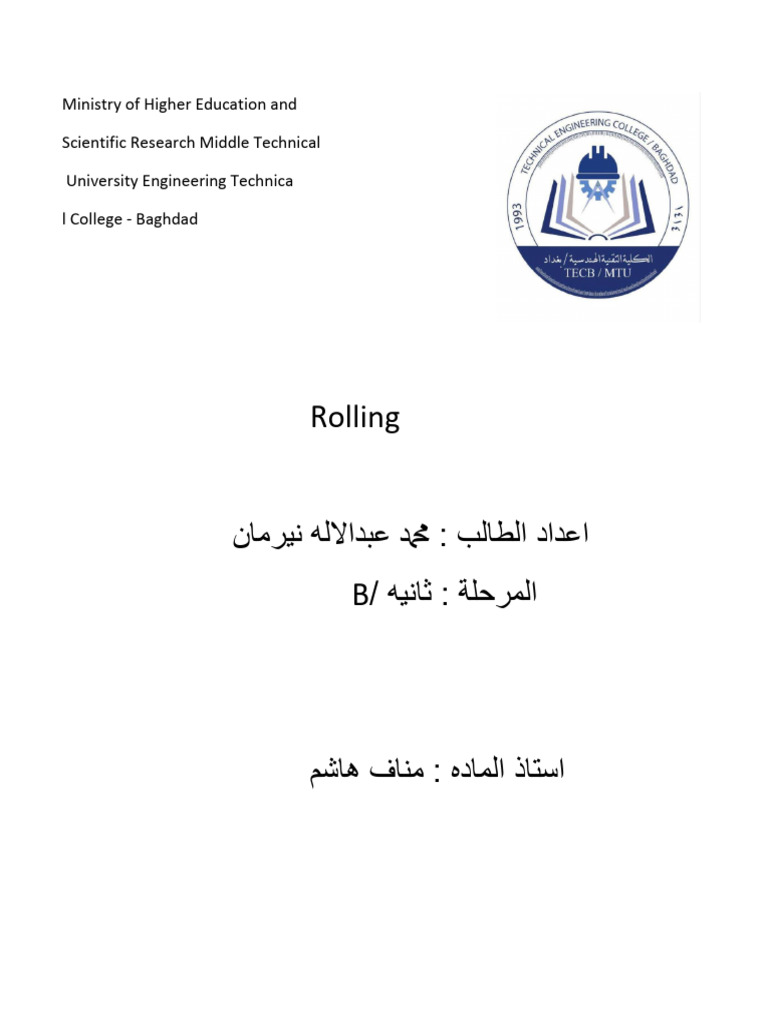 Overview of Metal Rolling Processes | PDF | Rolling (Metalworking ...