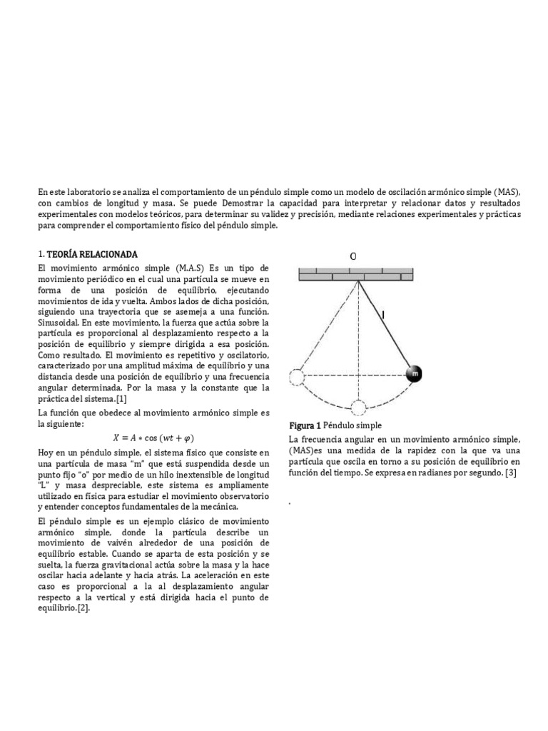 LABORATORIO PENDULO SIMPLE | PDF | Péndulo | Oscilación