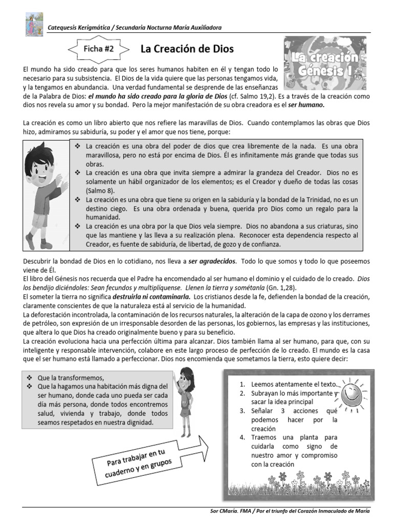 Ficha 2 - La Creación de Dios | PDF | Dios | Amor
