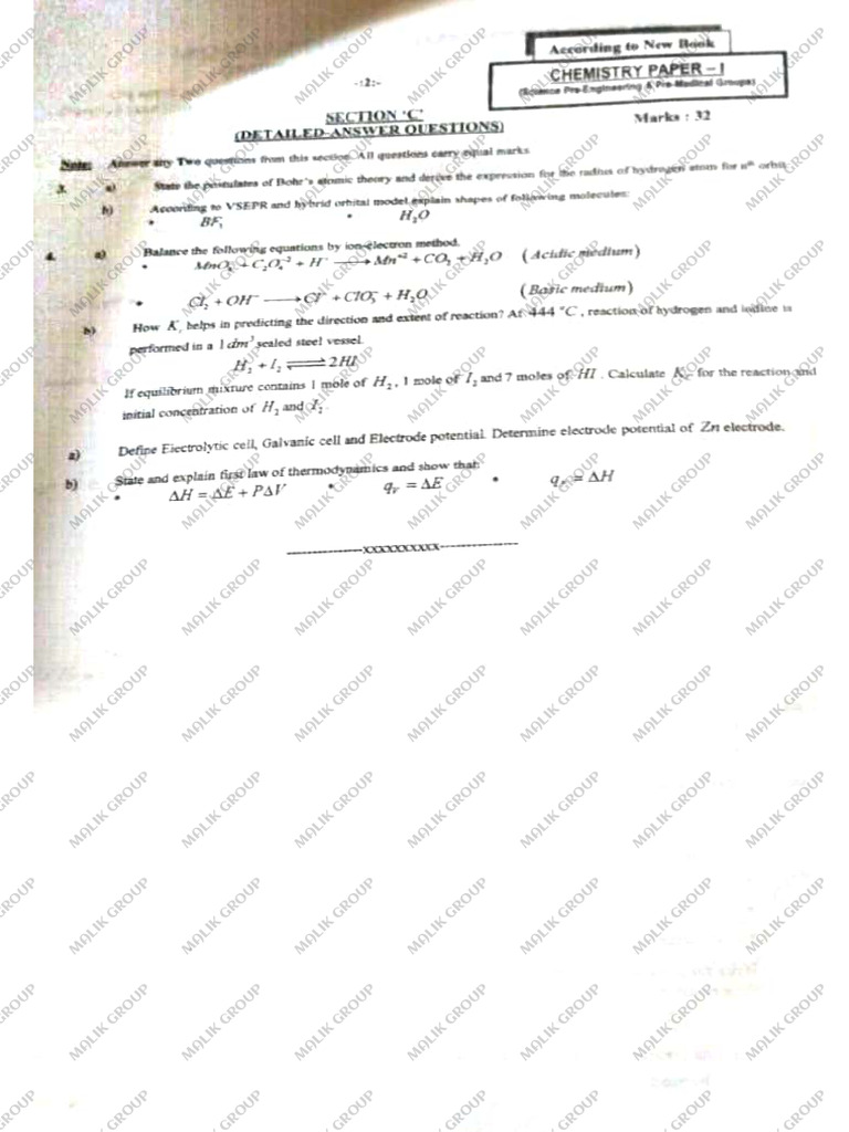 Chem-I New Book (S) Section C Solved by Malik | PDF