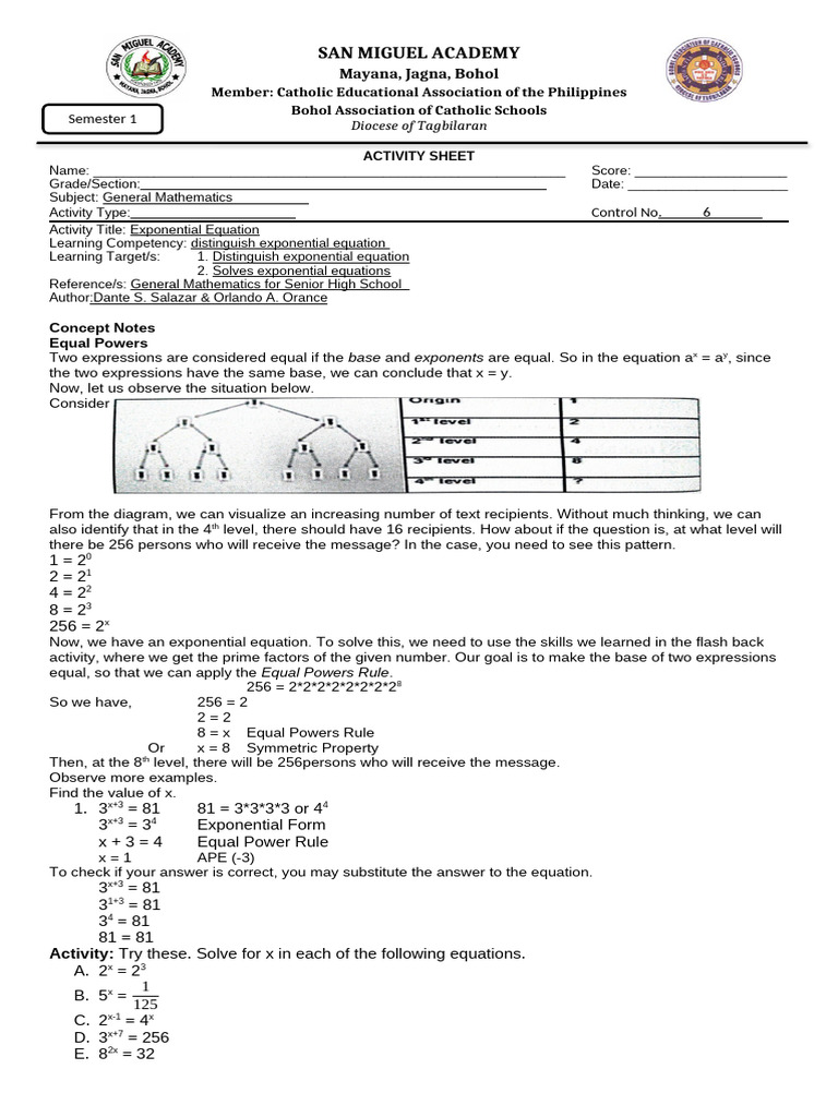 W6 | PDF | Equations | Exponential Function