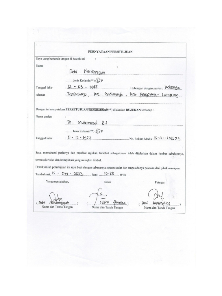 3.11.3.2 Bukti Persetujuan Atau Penolakan Rujuk | PDF