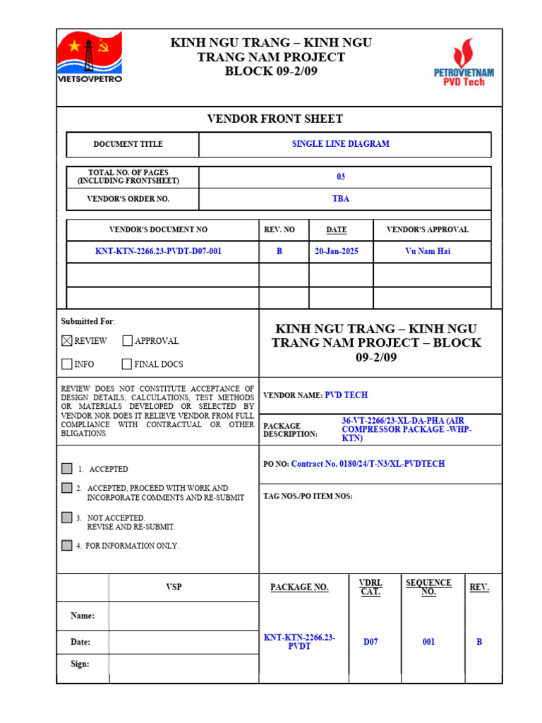 KNT-KTN-2266.23-PVDT-D07-001 - B - Single Line Diagram | PDF