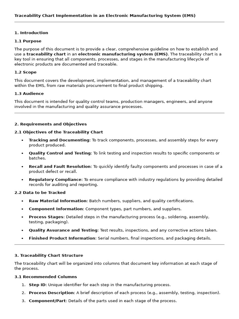 EMS Traceability Chart Guidelines | PDF | Software Testing | Quality ...