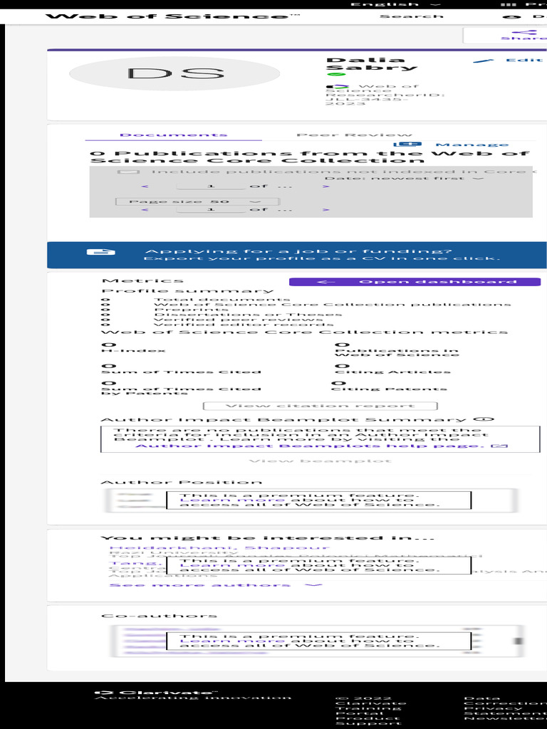 Dalia Sabry - Web of Science Core Collection | PDF | Written ...