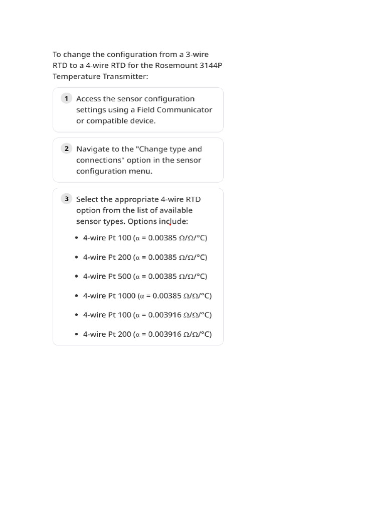 Configure 3-Wire RTD To 4-Wire RTD Rosemount 3144P | PDF