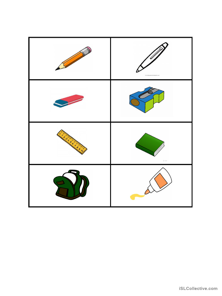 Memory Game - School Objects | PDF