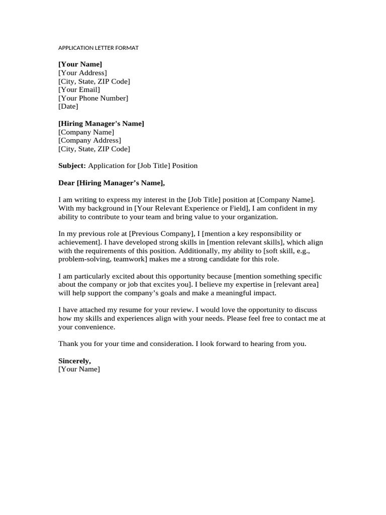 Application Letter Format | PDF