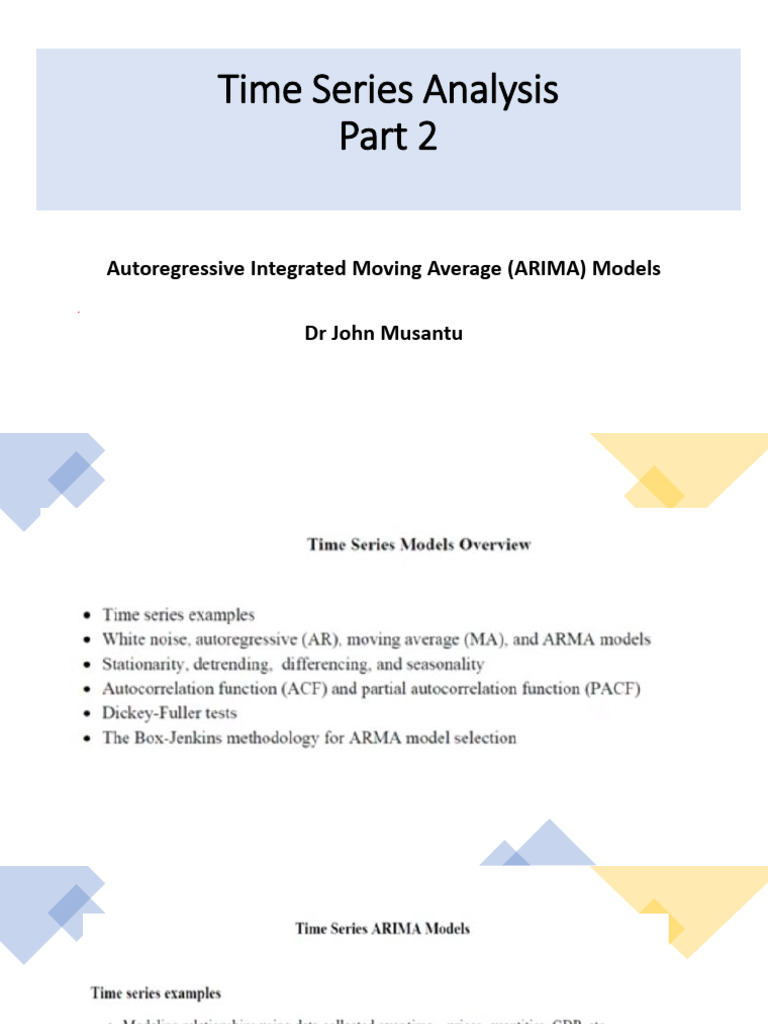 ARIMA Models in Time Series Analysis | PDF | Autoregressive Integrated ...