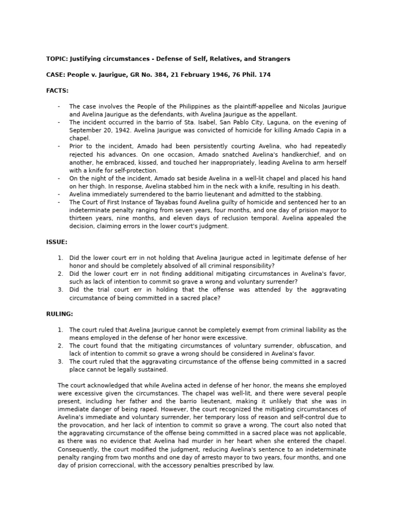 People v. Jaurigue, GR No. 384, 21 February 1946, 76 Phil. 174 | PDF ...