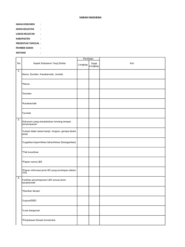 Format Penilain Rintek LB3 | PDF