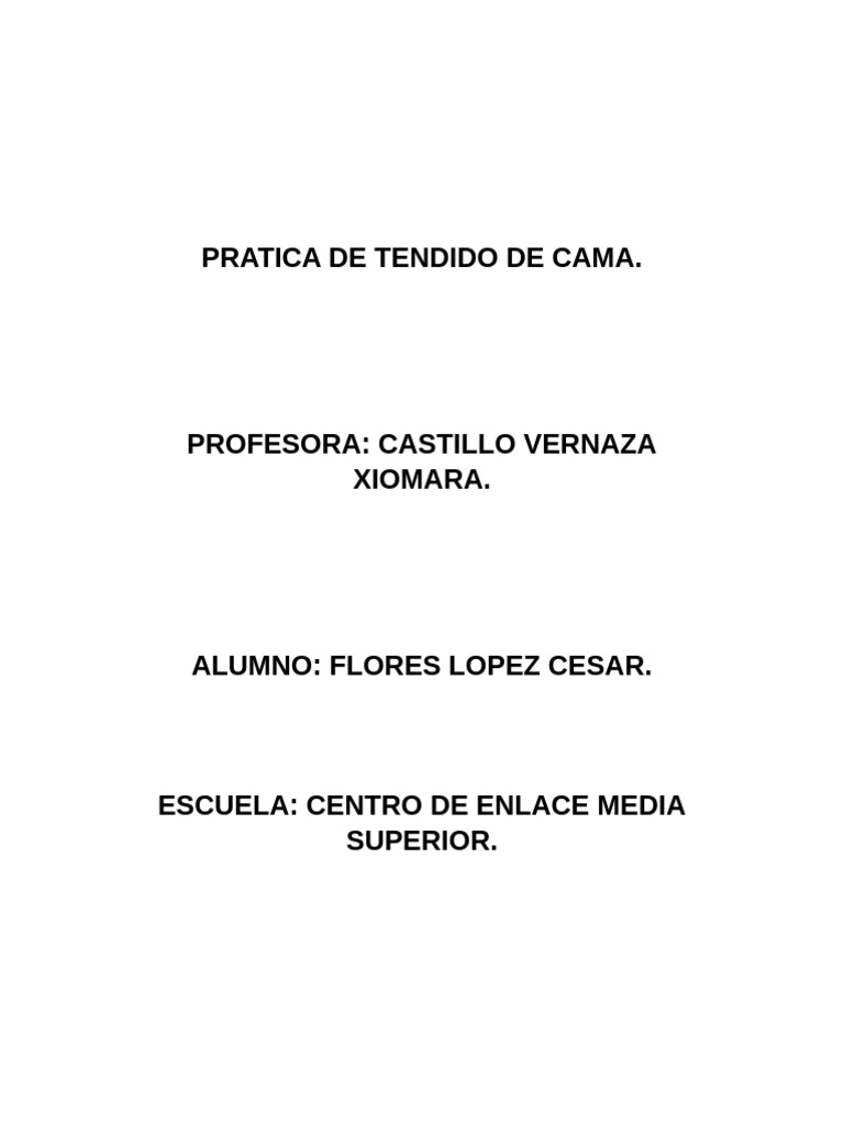 Practica de Tendido de Cama Cesar | PDF | Cama | Almohada